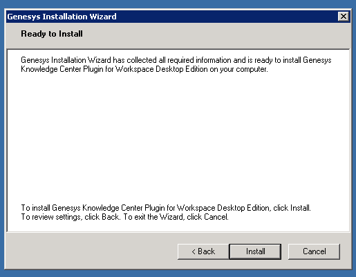 Documentation:KC:Deployment:InstallWDEPlugin:Current - Genesys ...